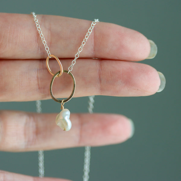 Anya Necklace - Asymmetrical Pearl Layering Piece For Everyday ...