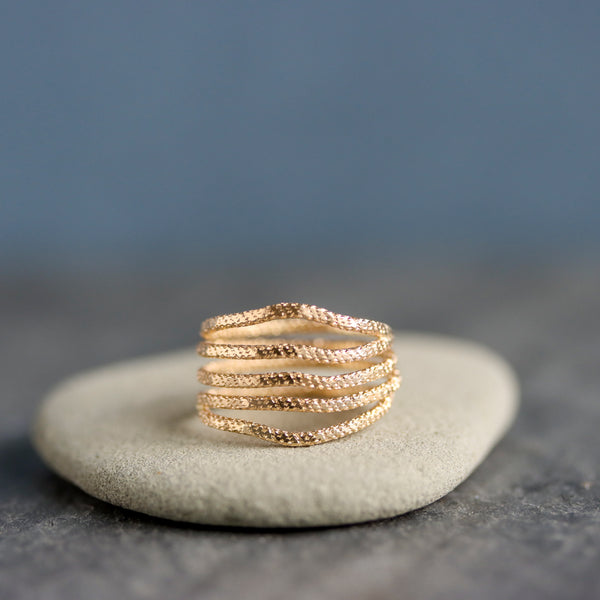 Cosmos Wrap Ring - Hammered Design With Sparkle Texture - Rebecca Haas ...