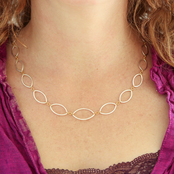 Eyelet Necklace - Handmade Chain Necklace of Graduated Marquise Shapes ...