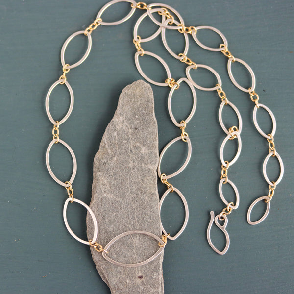 Eyelet Necklace - Handmade Chain Necklace of Graduated Marquise Shapes ...