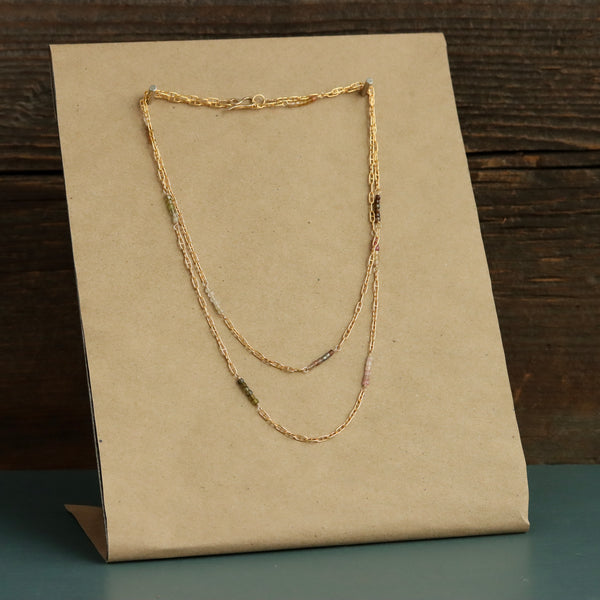 Tourmaline and Decorative Chain Wrap Necklace - Rebecca Haas Jewelry