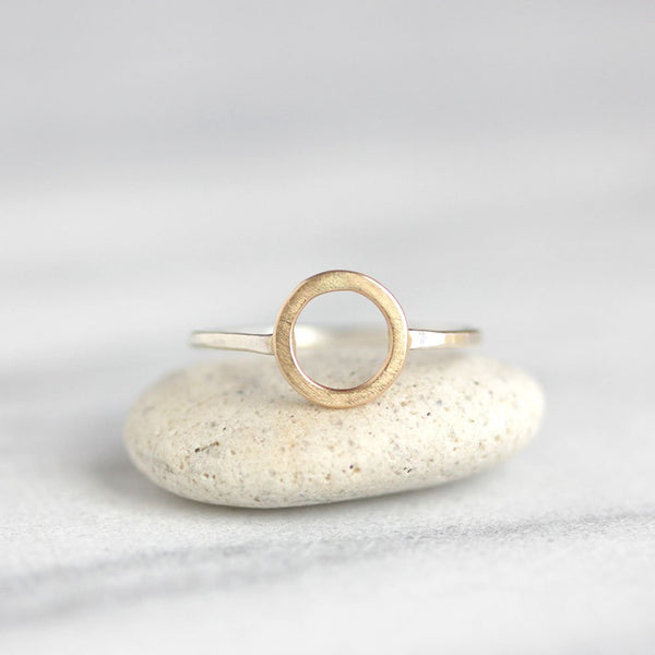 Io Ring - 14k Yellow or Rose Gold Circle With Sterling SIlver Band ...