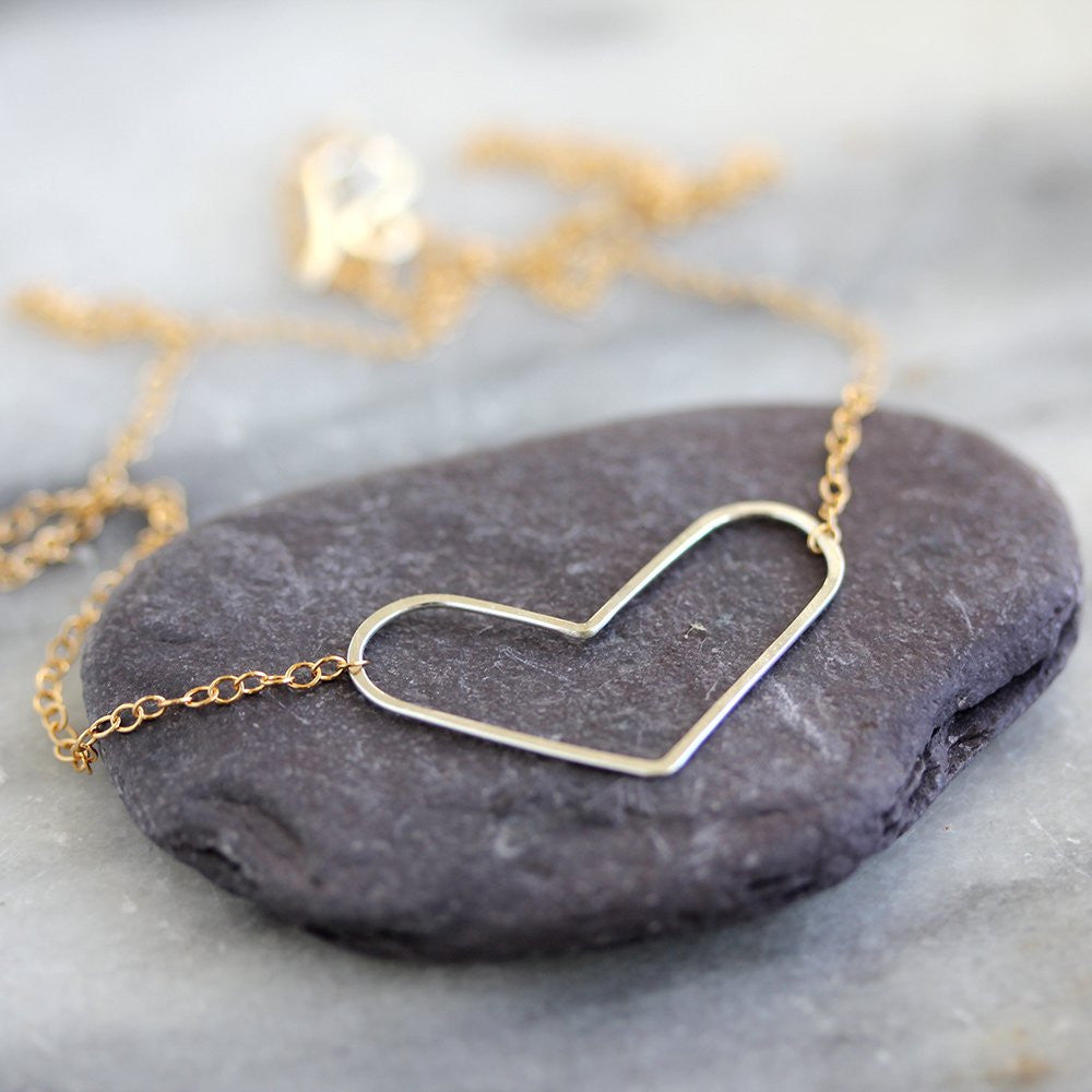 Simple Heart Necklace - Delicate Handmade Heart Pendant on Chain ...