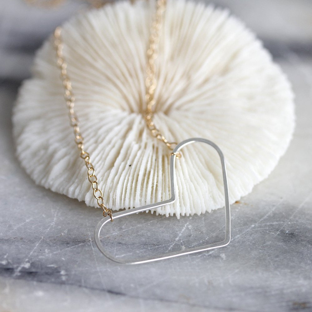 Simple Heart Necklace - Delicate Handmade Heart Pendant on Chain ...