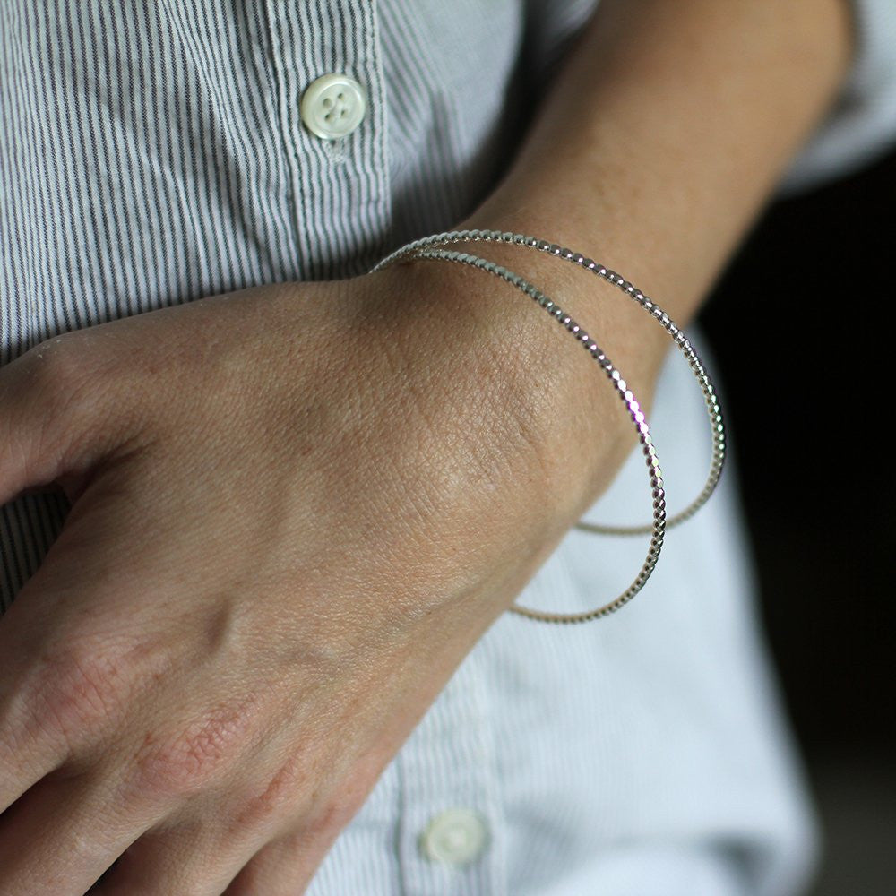 Double Orbit Bracelet - Sculptural Textured Double Bangle in Sterling ...