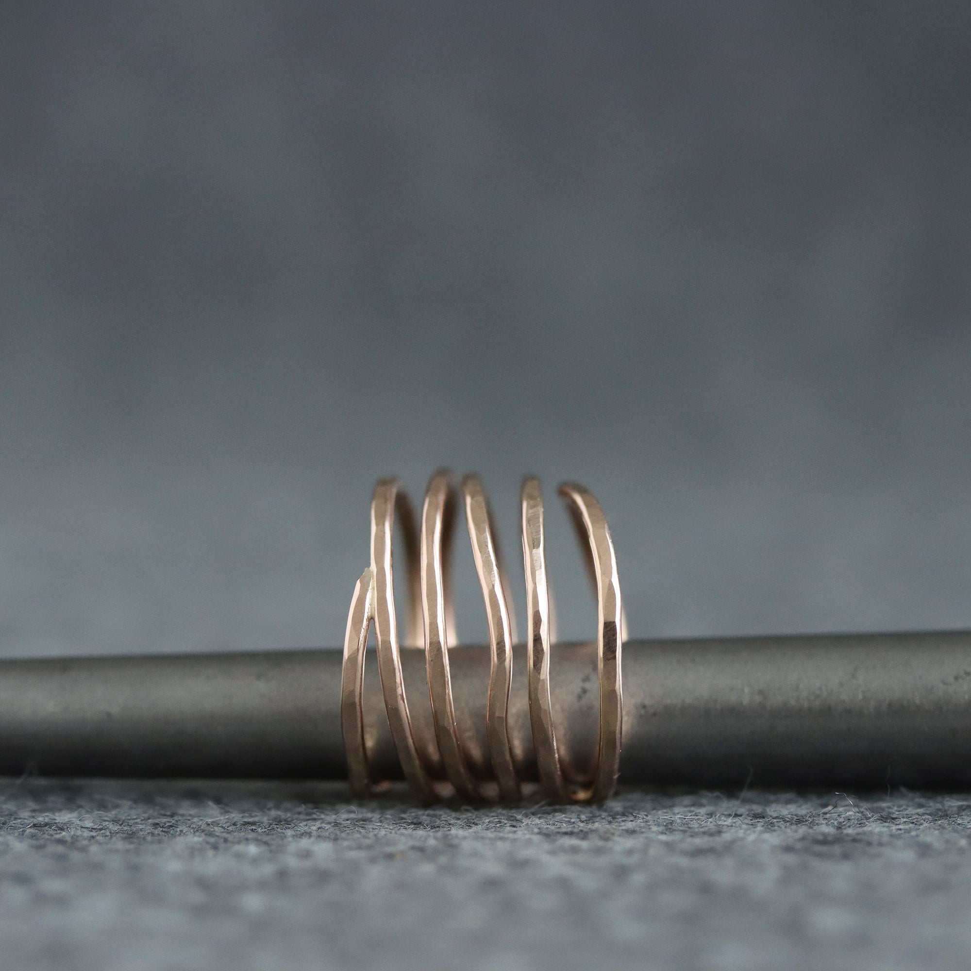 Triple Wrap Ring - Hammered Multi Band Ring - Rebecca Haas Jewelry