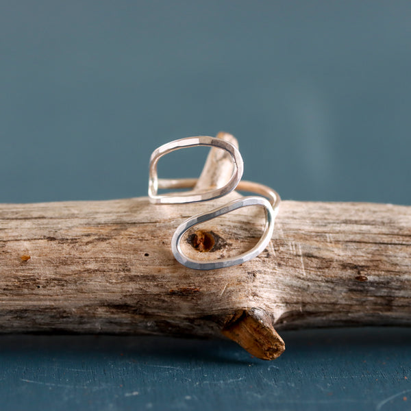 Cairn Wrap Ring - Organic and geometric adjustable ring with ovals ...