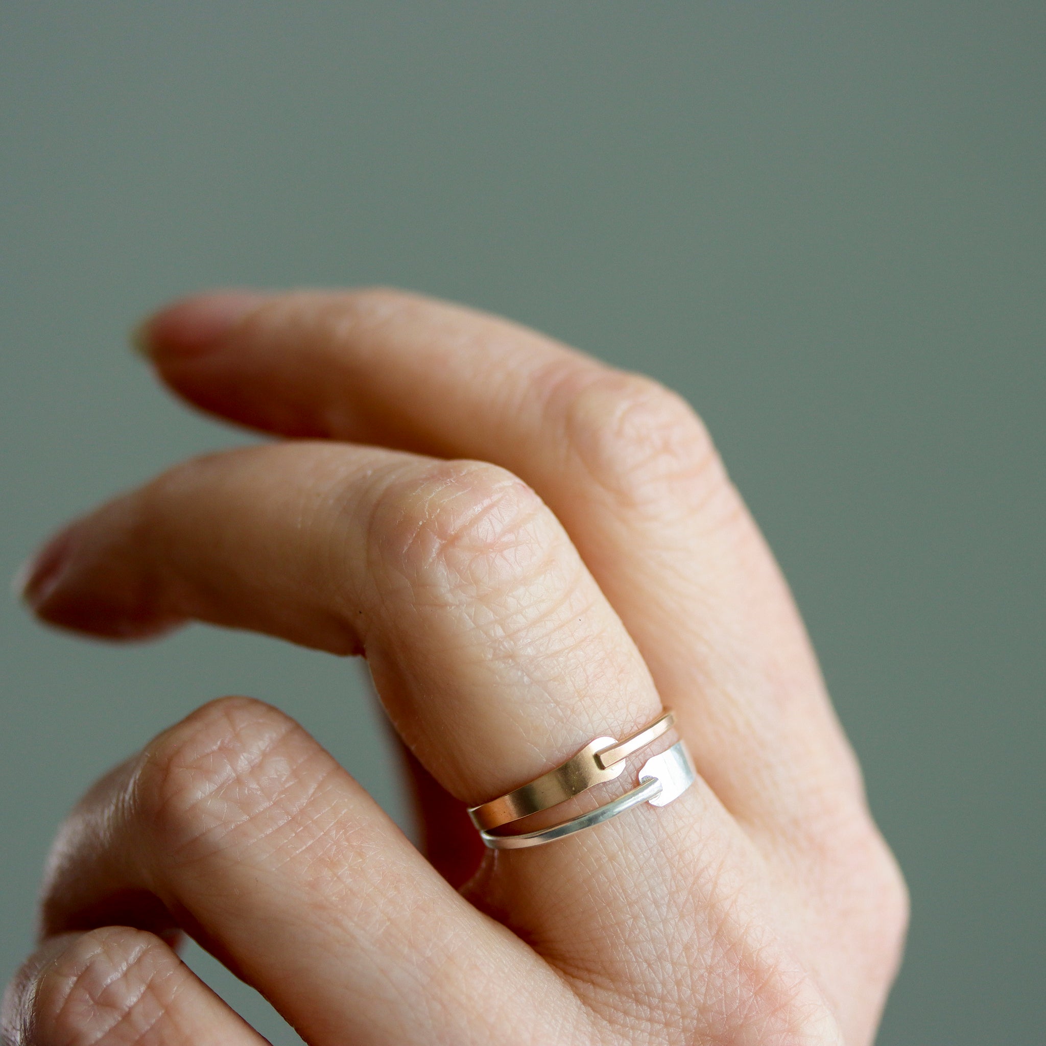 Clasp Stacking Rings - Hammered Overlapping Ring Design - Rebecca Haas ...