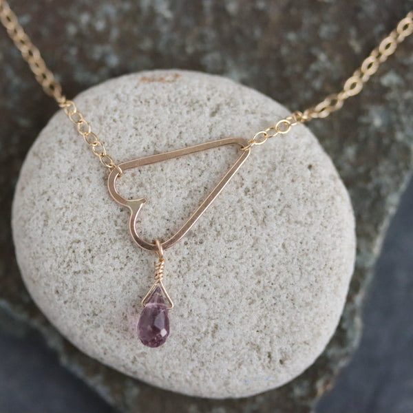 Cora Heart Necklace - Limited edition design with pink spinel drop ...