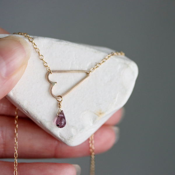 Cora Heart Necklace - Limited edition design with pink spinel drop ...