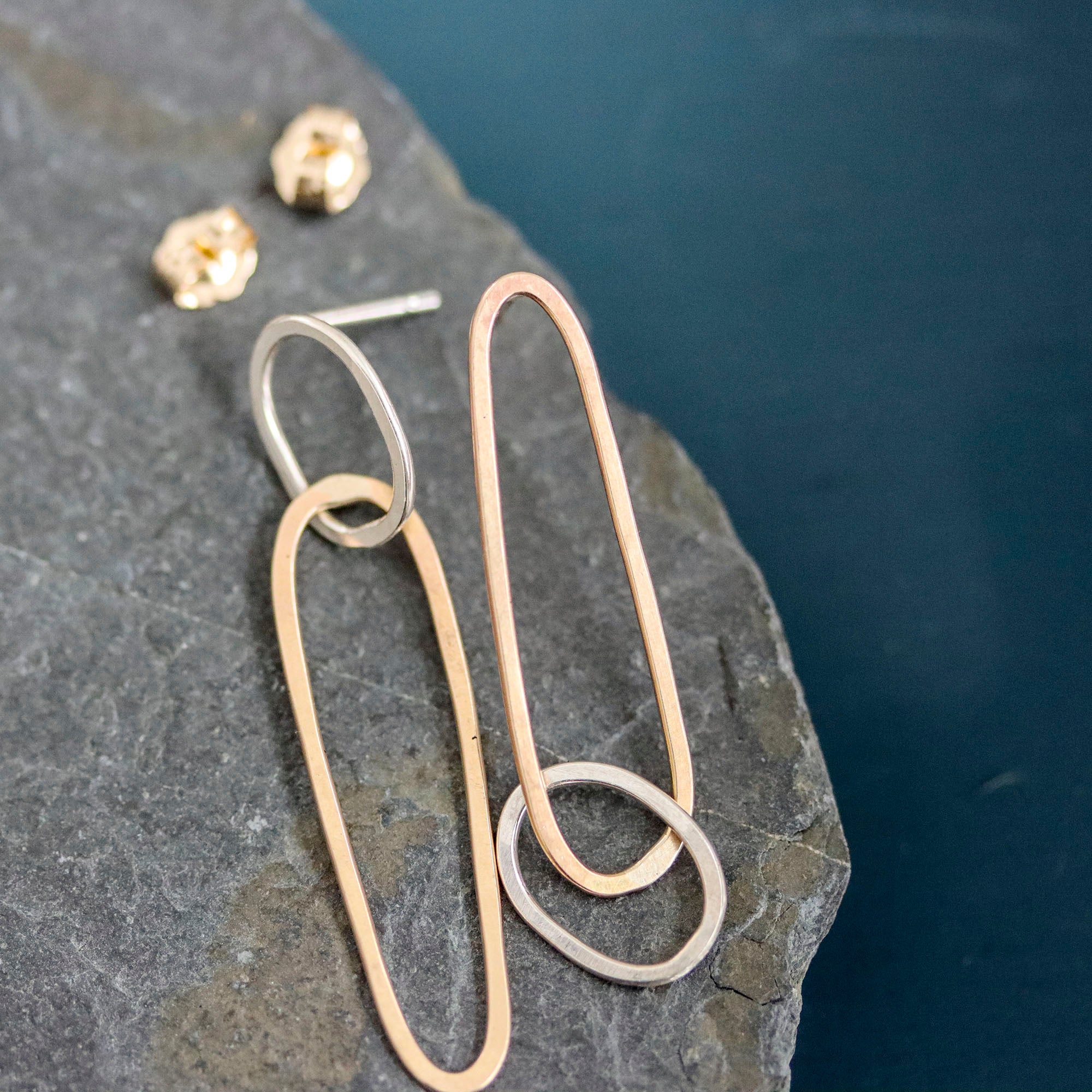 Icicle Earrings - Long Hammered Bar Dangle Design With Post Backs ...