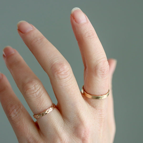 Golden Rope Rings - Patterned Wedding Bands With Pattern on Inside or ...