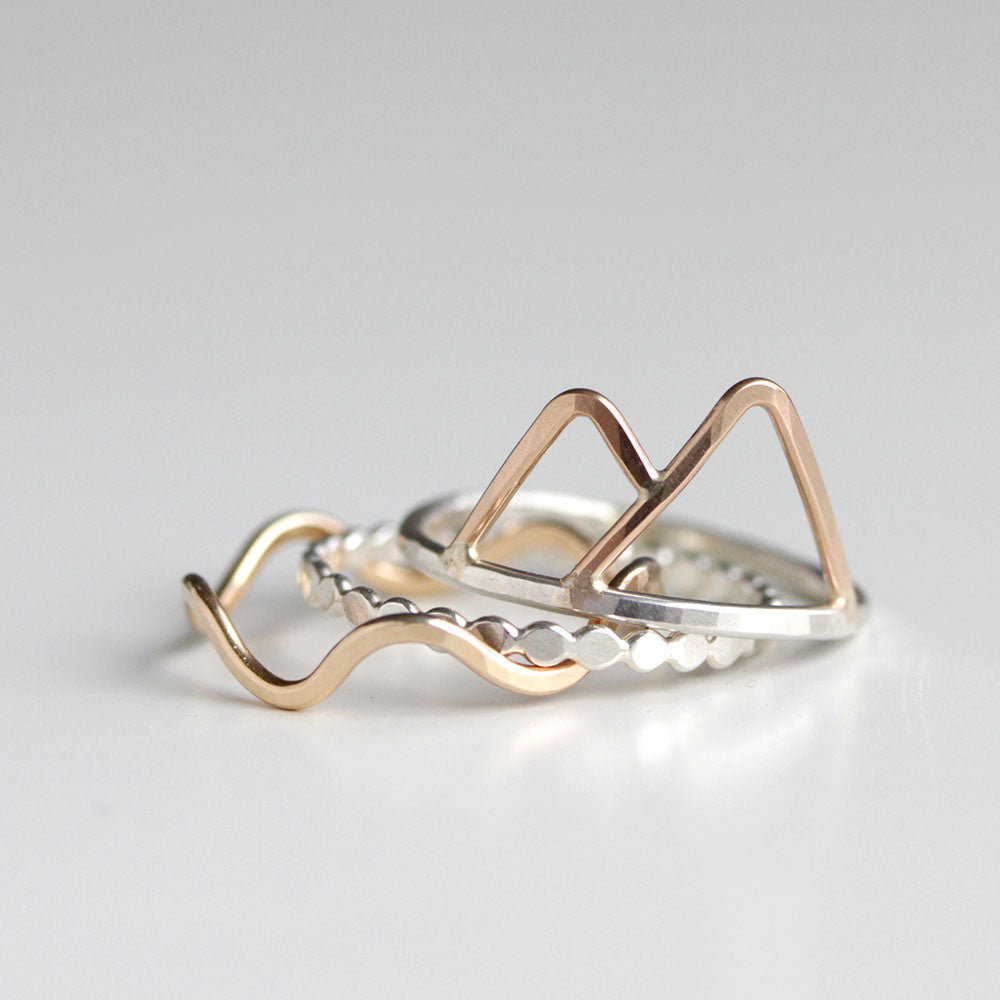 Wanderlust Stack - Stacking Ring Set Featuring Mountains and the Sea ...