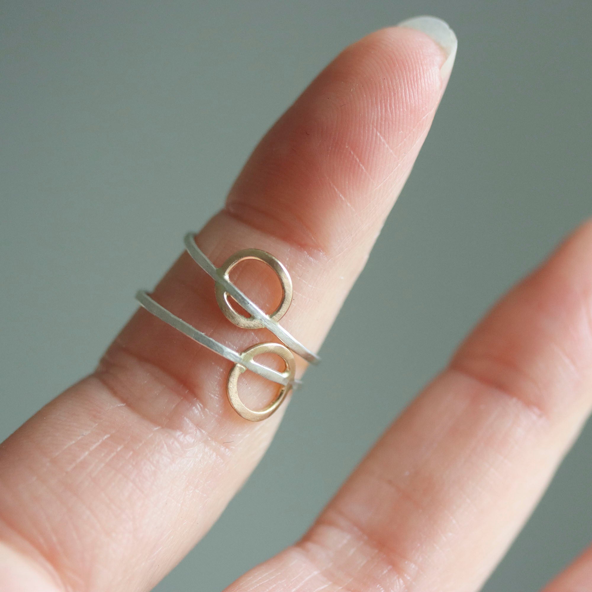 Ocean Sunset Ring - Dainty Gold Circle With Sterling SIlver Band ...