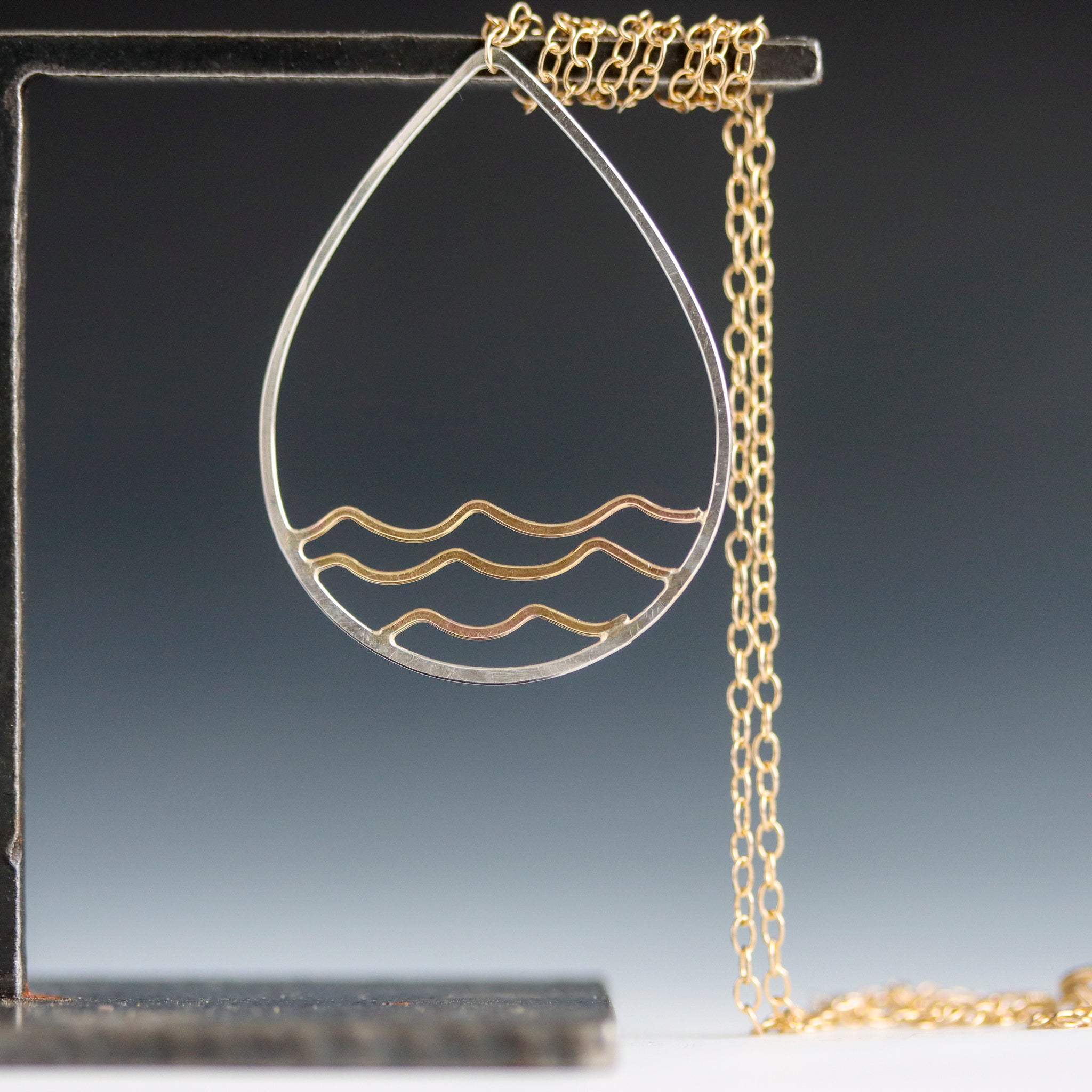 Open Water Necklace - Handmade Ocean Inspired Teardrop Pendant With ...