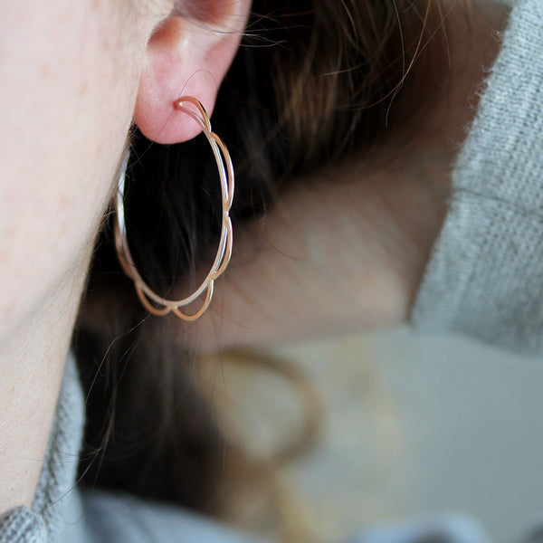 Scalloped Post Hoop Earrings - Modern Boho Style Handmade Hoop Design ...