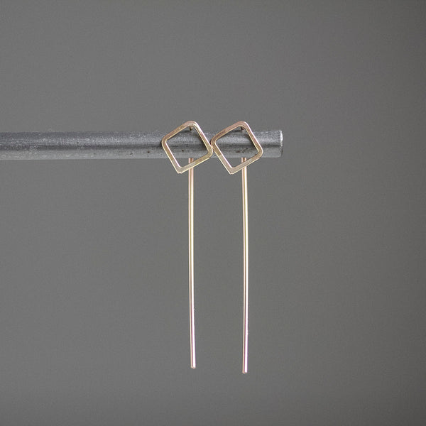 Square Threader Earrings - Modern Geometric Earring Design - Rebecca ...