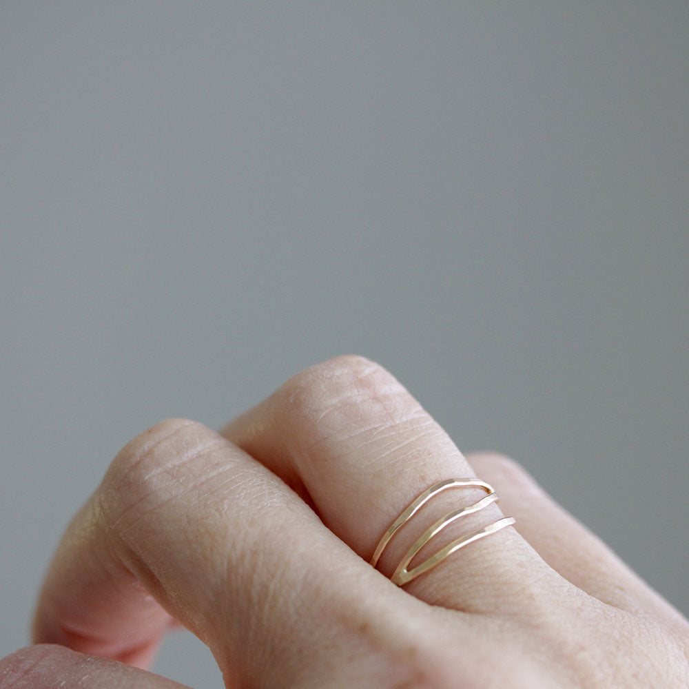 Triple Wrap Ring - Hammered Multi Band Ring - Rebecca Haas Jewelry