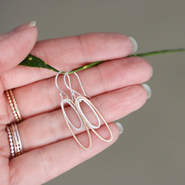 Unity Earrings - Organic Hammered Narrow Nested Ovals - Rebecca Haas ...
