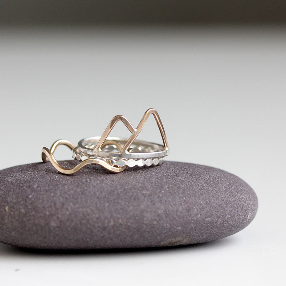 Wanderlust Stack - Stacking Ring Set Featuring Mountains and the Sea ...