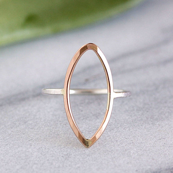 Seer Ring - Simple Hammered Open Ellipse Shape on a Slim Band - Rebecca ...